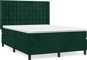 Box spring postel s matrací tmavě zelená 140x190 cm samet 3132918