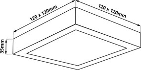T-LED Bílý přisazený LED panel hranatý 120x120mm 6W Barva světla: Studená bílá 10273