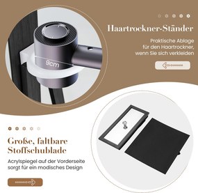 Costway 360° otočná šperkovnice se zrcadlovým uzamykatelným stojanem na šperky