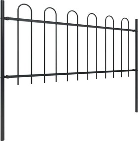 Zahradní plot s obloukem nahoře ocelový 1005 x 80 cm černý 277652