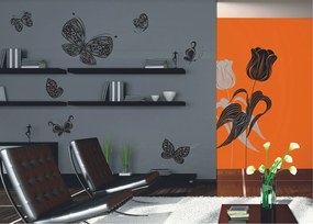 Samolepka na zeď Černé Kreslené Motýly | 65 x 85 cm | DF0459