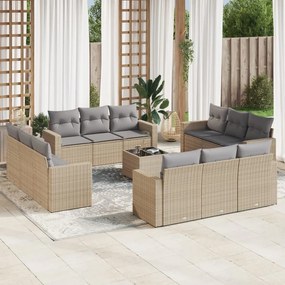 13dílná zahradní sedací souprava s poduškami béžová polyratan 3251116