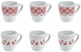 VILLA D’ESTE HOME TIVOLI Set šálků na kávu Scandinavia 6 kusů, bílá/červená, skandinávký motiv