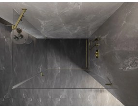 Mexen Lunar-B, pravostranný výklopný sprchový kout 85 x 80 cm, 8mm čiré sklo, zlatý kartáčovaný - 832-085-080-55-00-P
