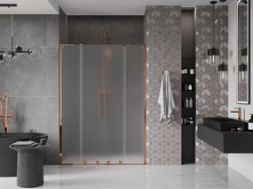 Mexen Velar L Duo, posuvné sprchové dveře do otvoru 160 cm, 8mm sklo námraza, růžové zlato, 871-160-003-32-60