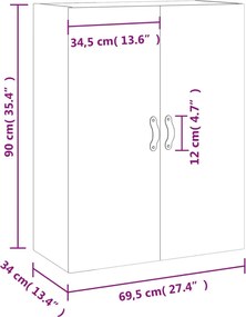 vidaXL Nástěnná skříňka 69,5 x 34 x 90 cm [828397] Barva: Bílá