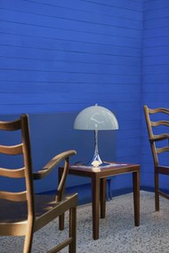 Louis Poulsen Stolní lampa Panthella 250 Opal Grey/Chrome, šedá barva, stříbrná barva, kov, plast