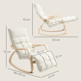 HOMCOM Houpací křeslo s opěrkou, nastavitelný podnožník, ušák, čalouněný relaxační křeslo s vzhledem lnu, houpací křeslo, čtecí křeslo do obývacího p…