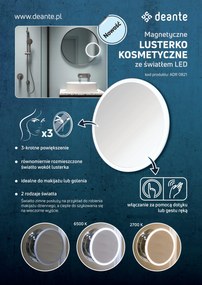 Deante Kosmetické zrcátko Round magnetické, LED osvětlení - ADR 0821