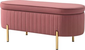 HOMCOM Potažená sametem lavice na konci postele se zlatými nohami, 108x44x43,5 cm, Růžová | Aosom