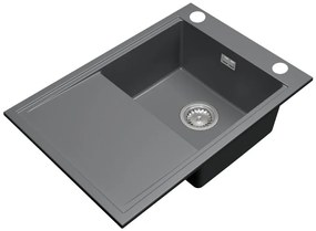 Gamma Design 7050, 1-komorový granitový dřez 700x480x205 mm, šedá, GMA-ZLE000132