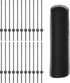 Hexagonální plot s podpěrou 50 x 0,8 m Ocel potažená PVC Šedá 3336890