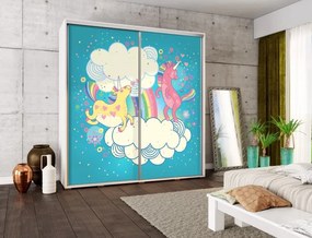 Šatní skříň PENELOPA 205 Jednorožci duha