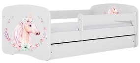Kocot Kids Dětská postel KŮŇ bílá Velikost postele: 140x70, Matrace: S matrací, Šuplík: Bez šuplíku