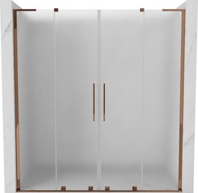 Mexen Velar L Duo, posuvné sprchové dveře do otvoru 200 cm, 8mm sklo námraza, růžové zlato, 871-200-003-32-60