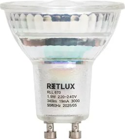 RETLUX RLL 670 Žárovka LED GU10 Bulb 1.9W / 340 lm / 3000K