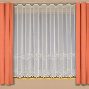 Forbyt voálová vitrážová záclona V0666 kytičky, vyšívaná s bordurou, bílá, výška 60cm (v metráži)