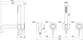 Sapho Sapho, ULTRAMIX podomítková vanová baterie kompletní, černá mat/chrom, UT093BC