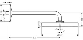 Axor One - Hlavová sprcha 280 1jet se sprchovým ramenem, černá matná 48491670