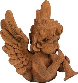 Dekorativní rezavá figurka anděl s trubkou - 11*11*12 cm