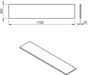 Sapho PLATO deska Rockstone 1700 x 24 x 360 mm bílá mat PL176-0101
