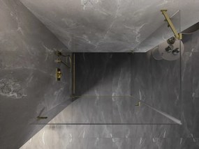 Mexen Lunar-B, výklopný sprchový kout levý 75 x 70 cm, 8mm čiré sklo, zlatý kartáčovaný - 832-075-070-55-00-L