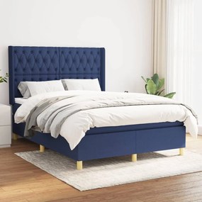 Box spring postel s matrací modrá 140x200 cm textil,  3132239