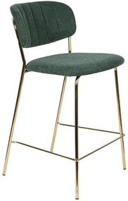 OnaDnes -20% White Label Zelená látková barová židle WLL Jolien 65 cm