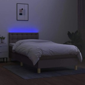 Box spring postel s matrací a LED taupe 90x200 cm textil 3134009