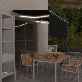 Automatická markýza roleta LED a senzor větru 3x2,5 m antracit 3069274