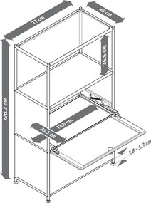 Tchibo - Kovová komoda CN3 se 2 výklopnými dvířky - barva: bílá