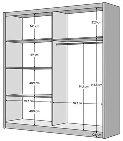 Kondela Skříň, 2D-200, černá/dub artisan, BAJADERO TYP 2