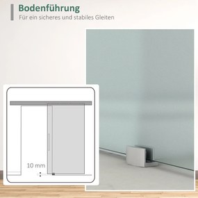 HOMCOM Skleněné posuvné dveře komplet posuvné dveře, pokojové dveře s madlem, jednostranně satinované, 2050x900mm| Aosom