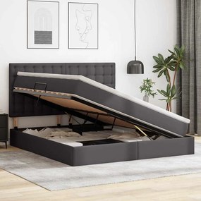 Postel s úložným prostorem s čelo Šedá 180 x 200 cm Umělá kůže 3371679