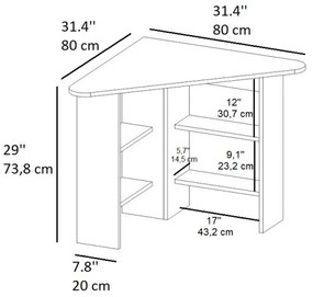 Pracovní stůl CORNER 73,8x80 cm hnědá