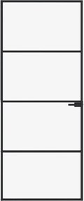 vidaXL Interiérové dveře úzké černé 83x201,5 cm tvrzené sklo a hliník [153659] Barva: Černá a průhledná
