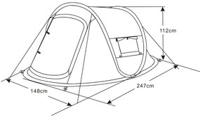 RockTrail Zatemněný pop-up kempinkový stan pro 3 osoby 412195 modrý/oranžový