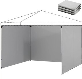 Outsunny — 3 ks bočních stěn pro altán 3 × 3 m — se zipem, UPF 50+, voděodolný 210D Oxford, světle šedá | Aosom