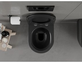 Mexen Carmen WC mísa Rimless s pomalu padající deskou slim, duroplast, Matná černá - 30881085