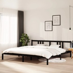 Rám postele černý masivní dřevo 200 x 200 cm,  814908