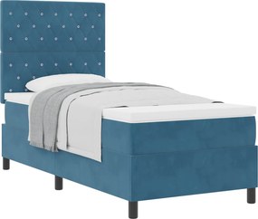 Postel s boxspringem s matrací Tmavě modrá 100 x 200 cm samet 3339750