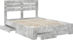 Rám postele s čelo Betonově šedá 140 x 190 cm Kompozitní dřevo 3411646
