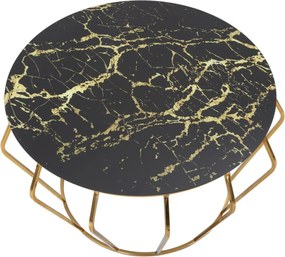 Konferenční stolek Histor 78 cm zlatý/černý mramor