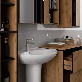 Kúpeľňová skříňka VAMI W50 2D 6P dub craft / čierna