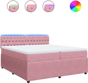 Box spring postel s matrací růžová 200x200 cm samet 3290141