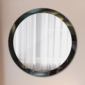 Kulaté dekorativní zrcadlo Tmavé tropické listy fi 100 cm