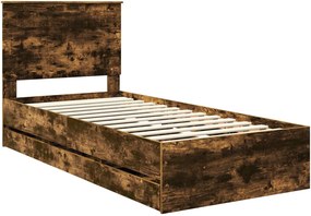 Rám postele s čelo Kouřový dub 90 x 190 cm Inženýrské dřevo 3411163