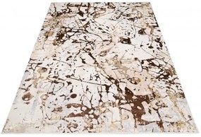 Kusový koberec GOLDEN MZ26D Abstraktní Moderní krémový hnědý Rozměr: 120x170 cm