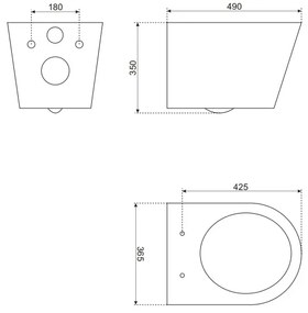 Aplomo Milos Black WC závěsné se sedátkem, rimless