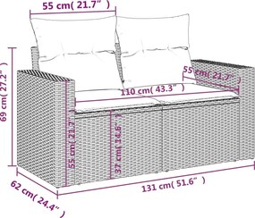 vidaXL 10dílná zahradní sedací souprava s poduškami polyratan [3219445] Barva: Šedá